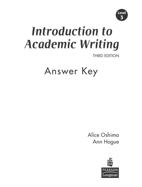 Introduction to Academic Writing Third Edition - Answer Key ...